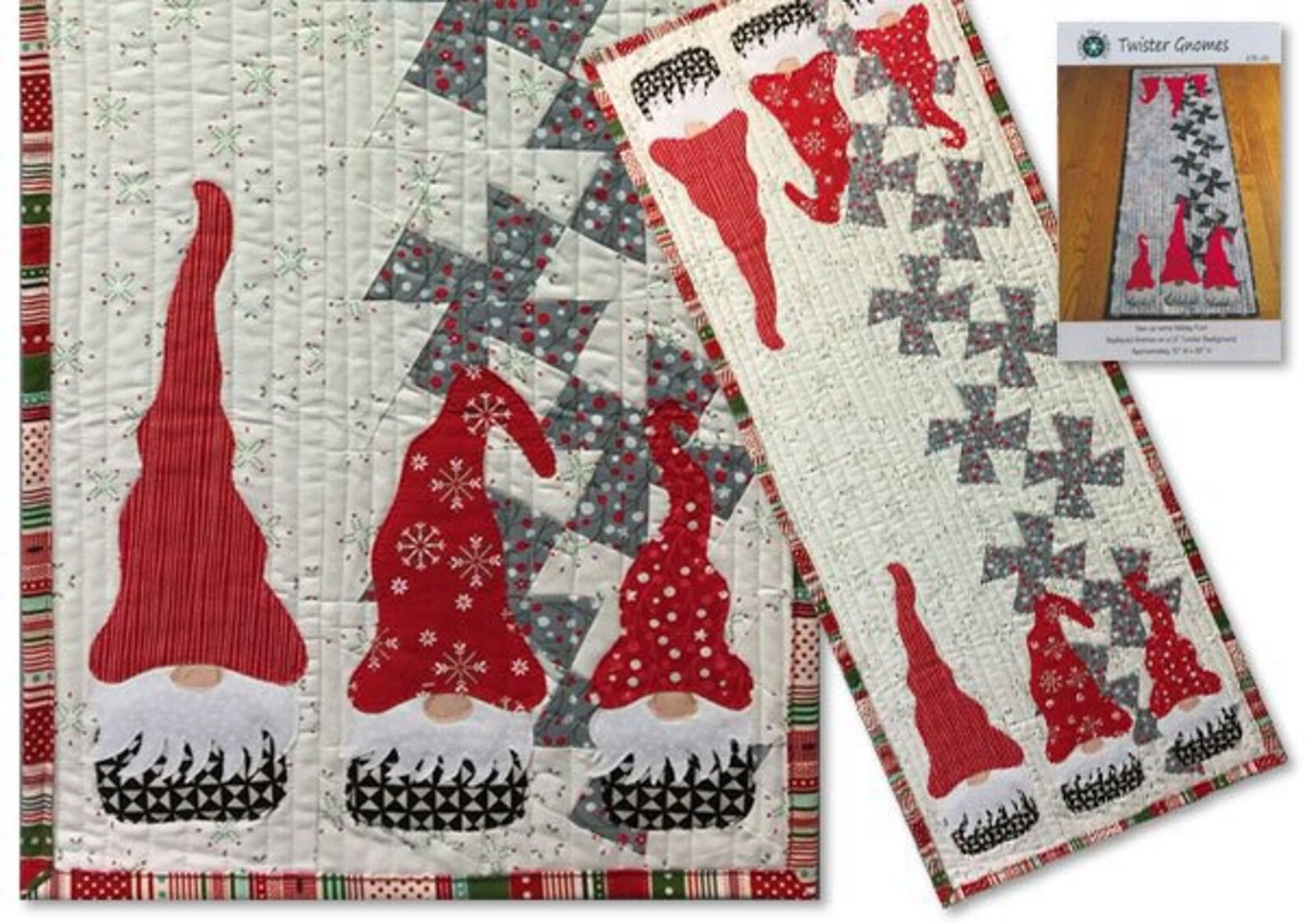 Twister Gnomes Christmas Gnome Table Runner Quilt Pattern | Etsy