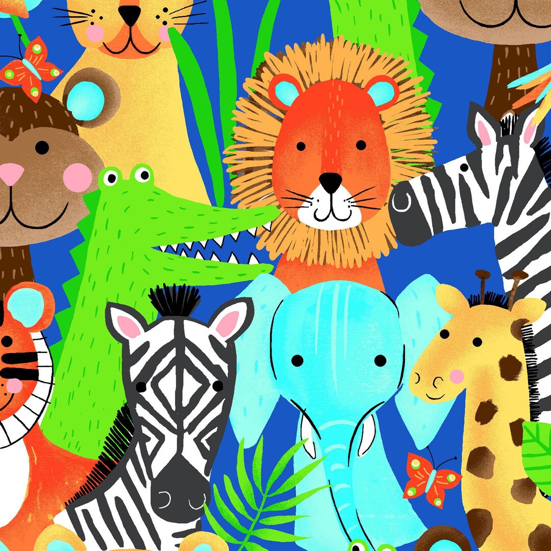 Safari Animal FLANNEL Fabric by Comfy Flannel by A.E. Nathan Company - Etsy