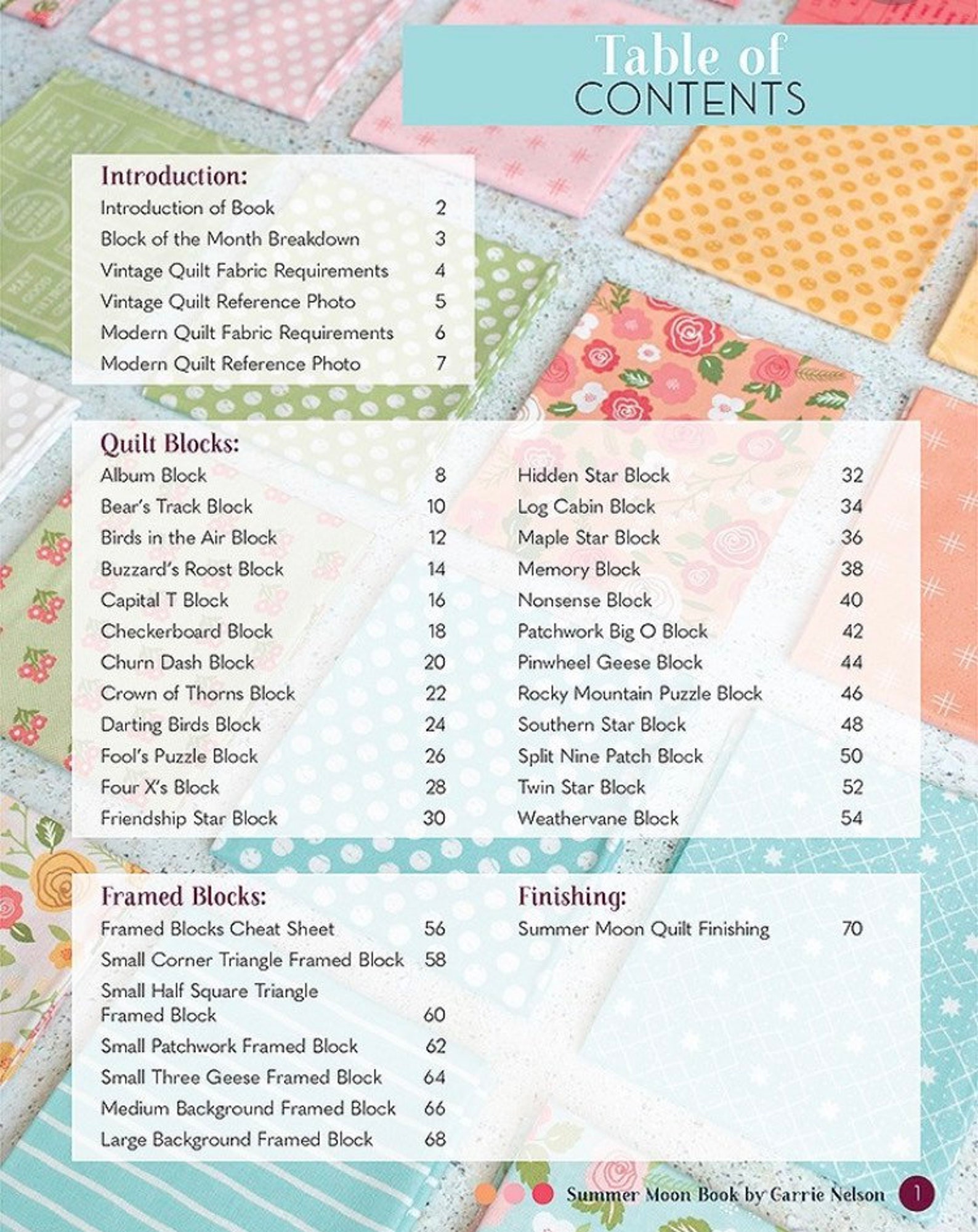 Summer Moon Quilt Pattern Book Block of the Month BOM Pattern Book ...