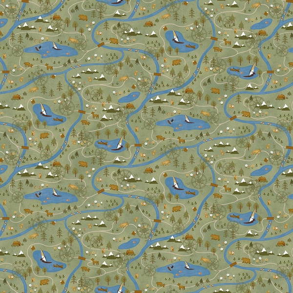 Map Fabric - Etsy