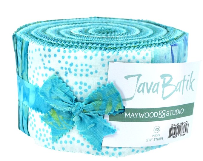 FREE SHIPPING - Java Batiks Soft Teal Fabric Jelly Roll Pre-cut Strips ...