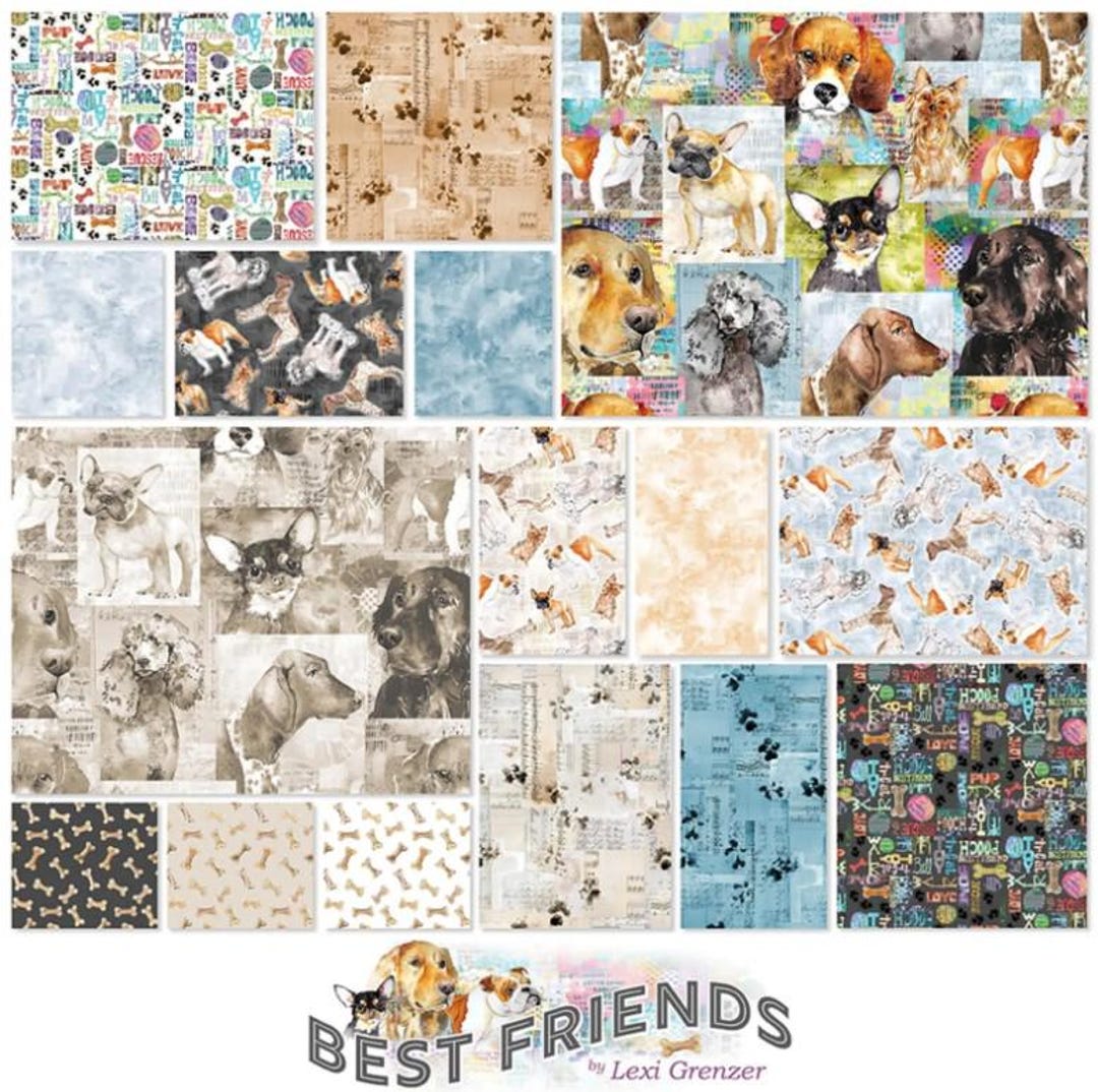 Best Friends Dog Fabric Layer Cake Precut Quilt Squares by Clothworks ...