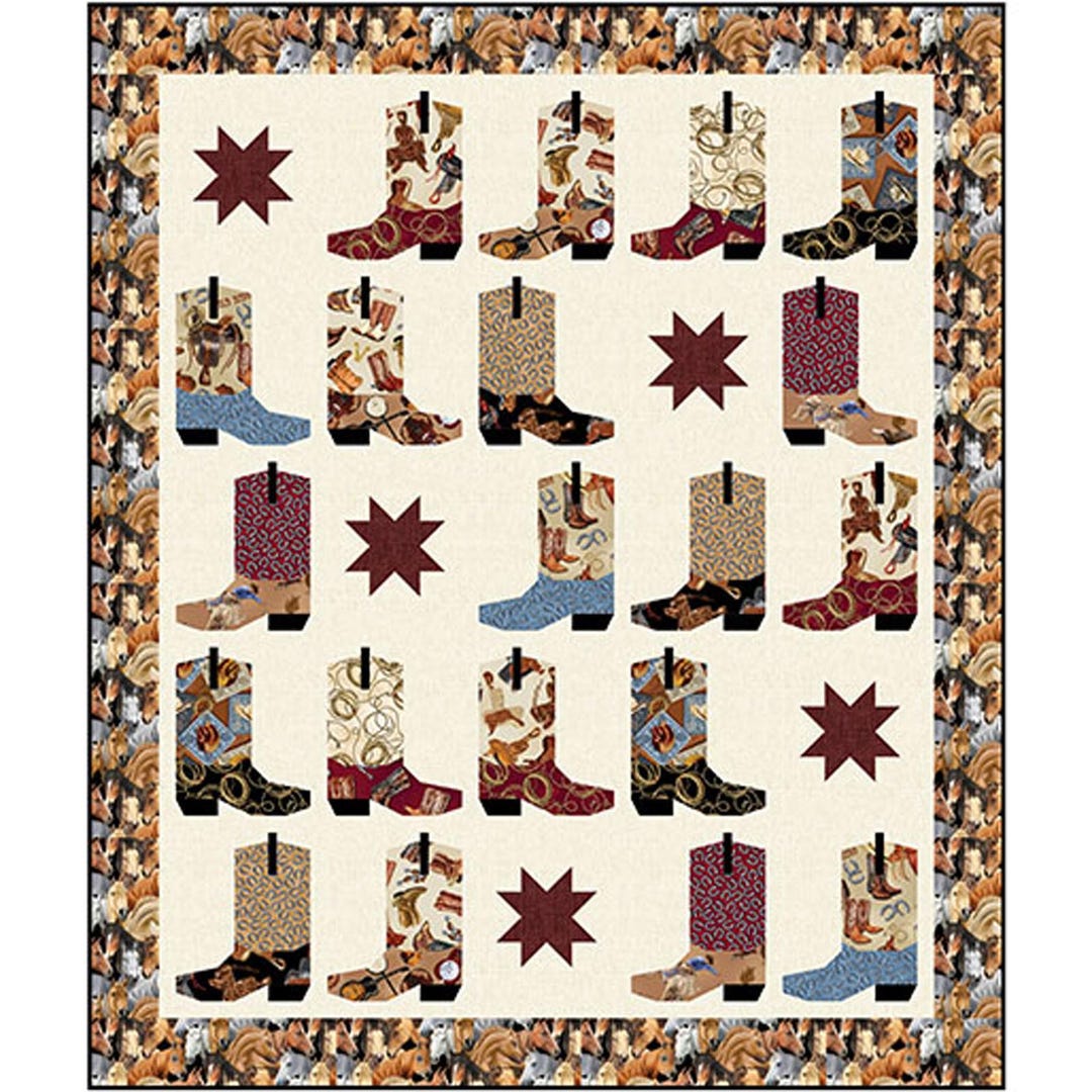 Yellowstone Cute Boot Quilt Kit 100% Cotton Quilt Fabric by Benartex ...