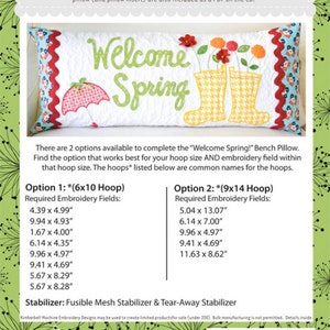 Kimberbell Welcome Spring Bench Pillow EMBROIDERY VERSION by Kim ...
