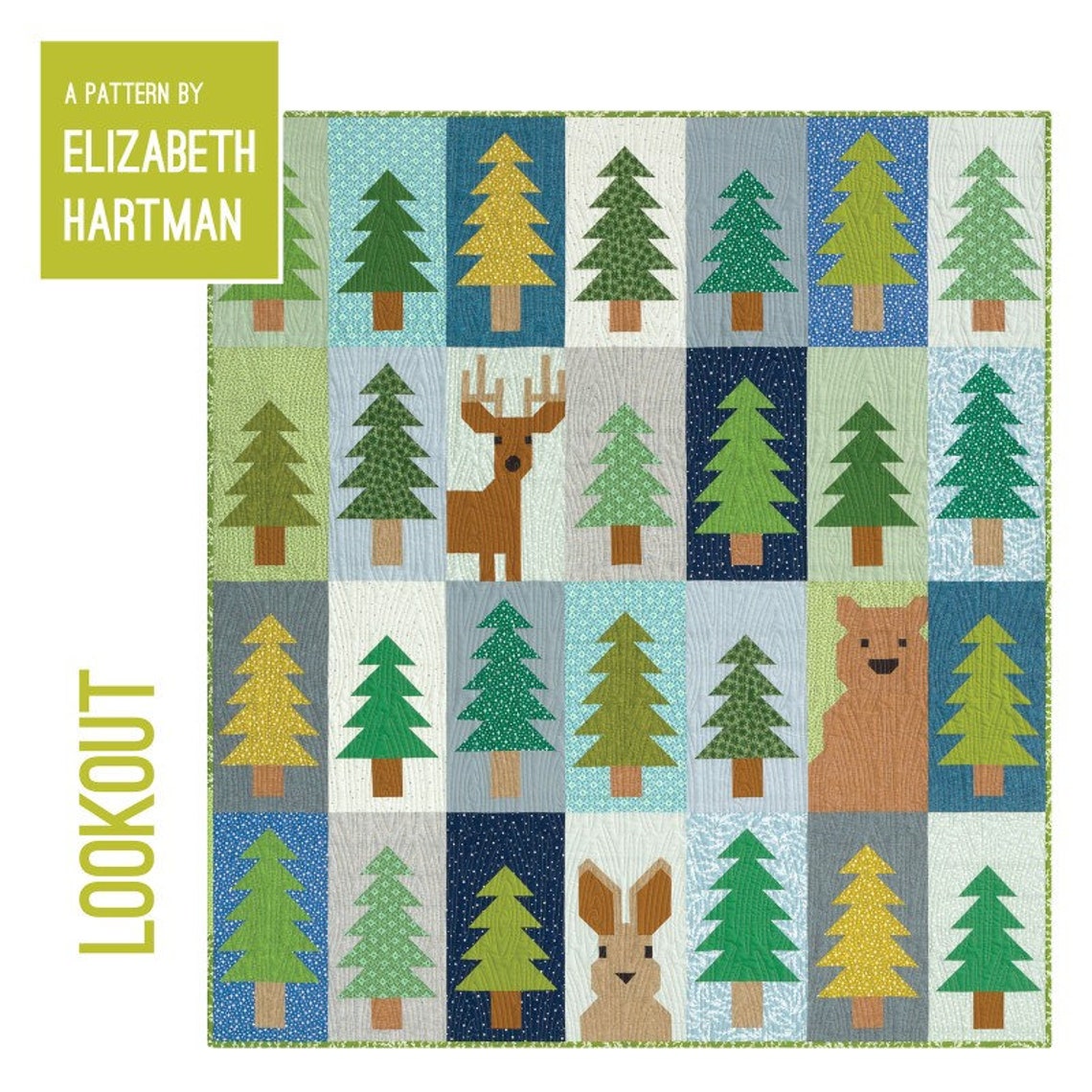 Lookout Quilt Pattern by Elizabeth Hartman - Forest Animals and Trees ...