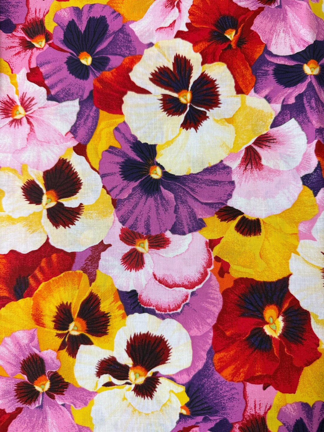 Growing Gardens Packed Pansy Floral Cotton Fabric by Patty Reed Designs ...