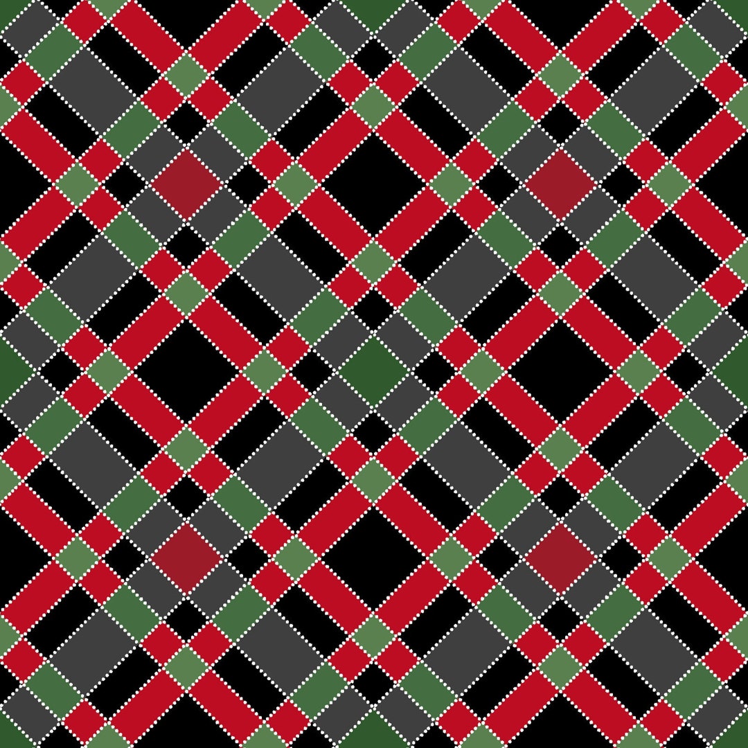 Christmas Night Diagonal Plaid Cotton Fabric by Maywood Studio Designer ...