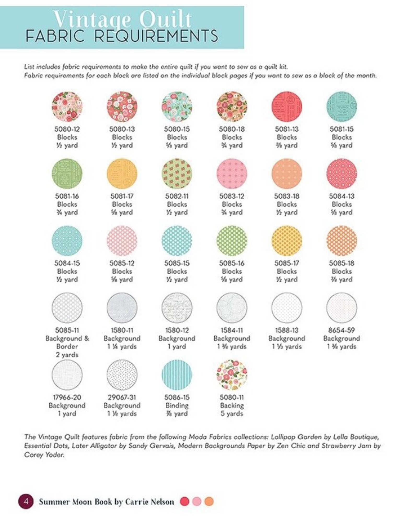 Summer Moon Quilt Pattern Book Block of the Month BOM Pattern Book ...