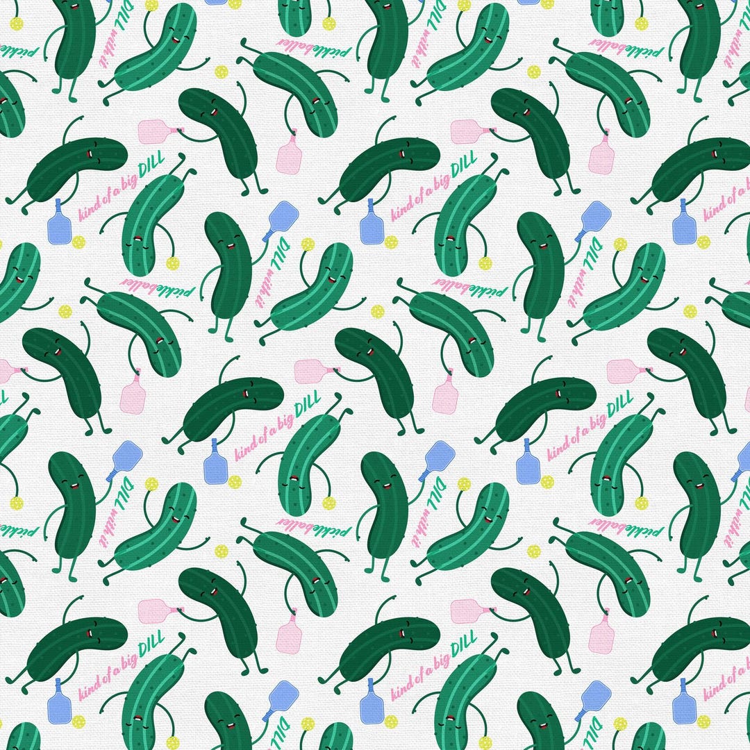 Pickleball Playtime - Big Dill - Cotton Fabric - by Paintbrush Studio ...