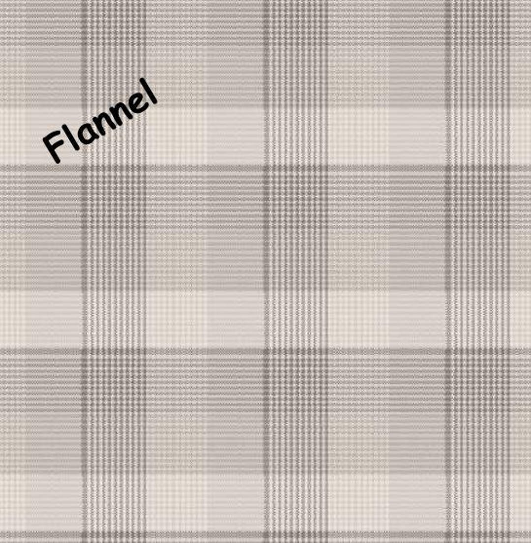 The Mountains Are Calling FLANNEL Fabric Window Pane Plaid in Cream by ...