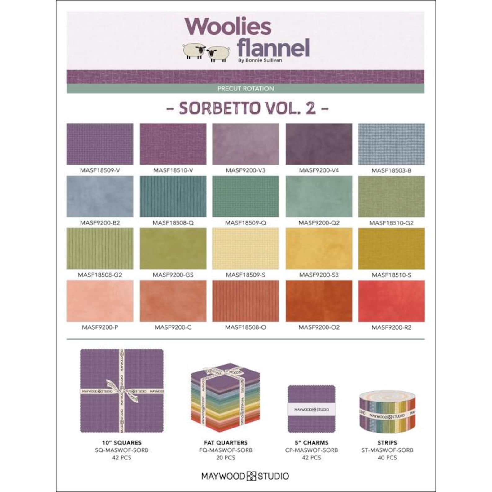 Woolies Flannel Sorbetto Vol 2 Layer Cake - 10 Inch Squares 42 Pieces ...