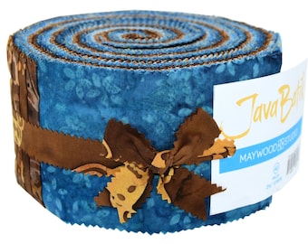 FREE SHIPPING Java Batik Rainbow Dots Fabric Jelly Roll Strips by Maywood Studio 40 Precut ...