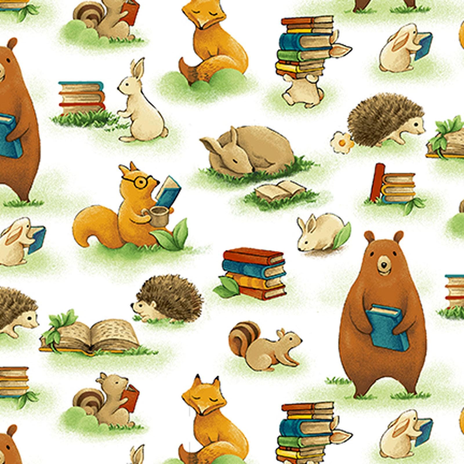 Forest Fables Fabric by Paintbrush Studios - Woodland Animals & Books ...