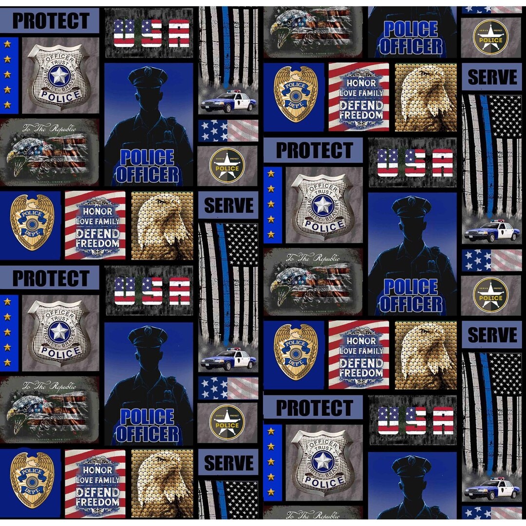 Hometown Heroes Police - Cotton Fabric by Sykel Enterprises - Etsy