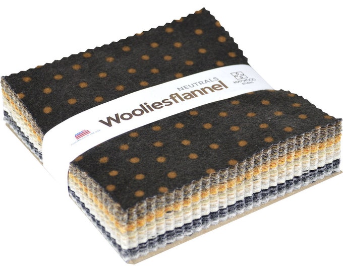 Woolies Flannel Neutrals Precut Fabric Squares Charm Pack 5 Squares 42 ...
