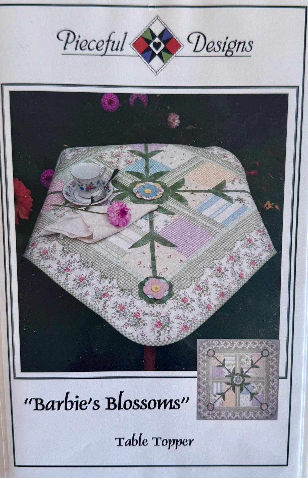Pieceful Designs Barbie’s Blossoms Table Topper Quilt Pattern by Pam ...