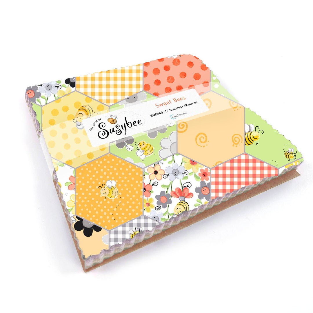 Sweet Bees Fabric Charm Pack - 5" Squares - 42 Pieces Pre-cut Cotton Fabric by Susybee Fabric - Etsy