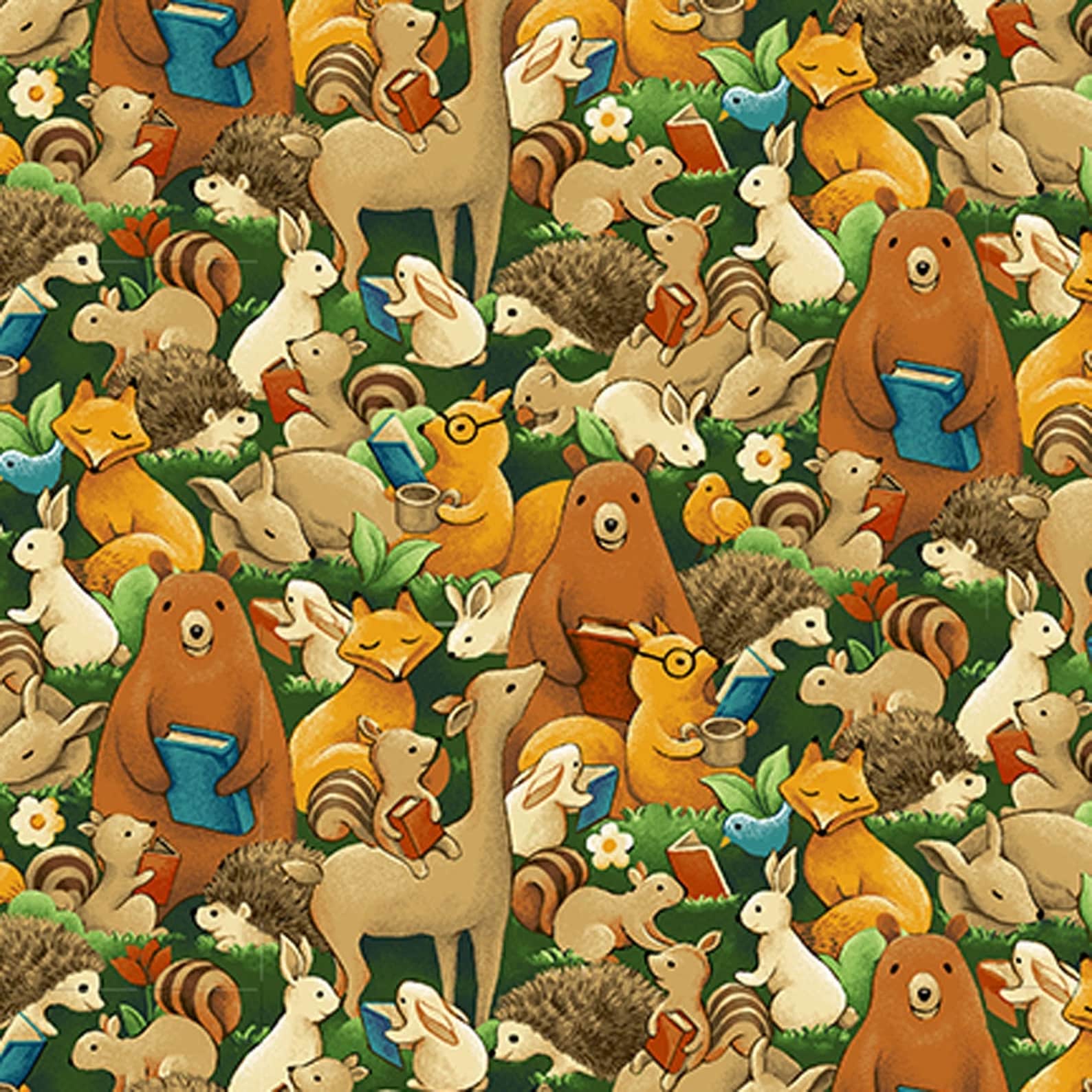 Forest Fables Fabric by Paintbrush Studios - Woodland Animals Allover ...