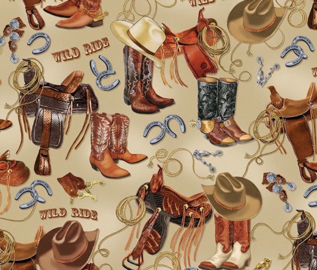 Yellowstone Western Ways Cowboy Fabric - 100% Cotton Fabric - Cowgirl ...