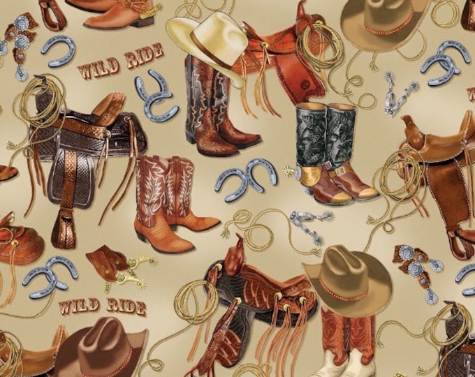 Yellowstone Western Ways Cowboy Fabric - 100% Cotton Fabric - Cowgirl ...