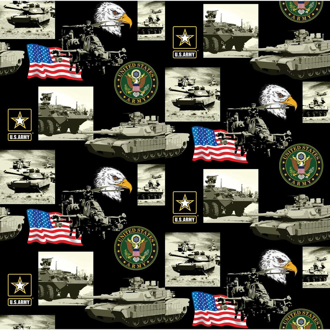Army Cotton Fabric by Sykel Enterprises - Military Quilt Fabric ...