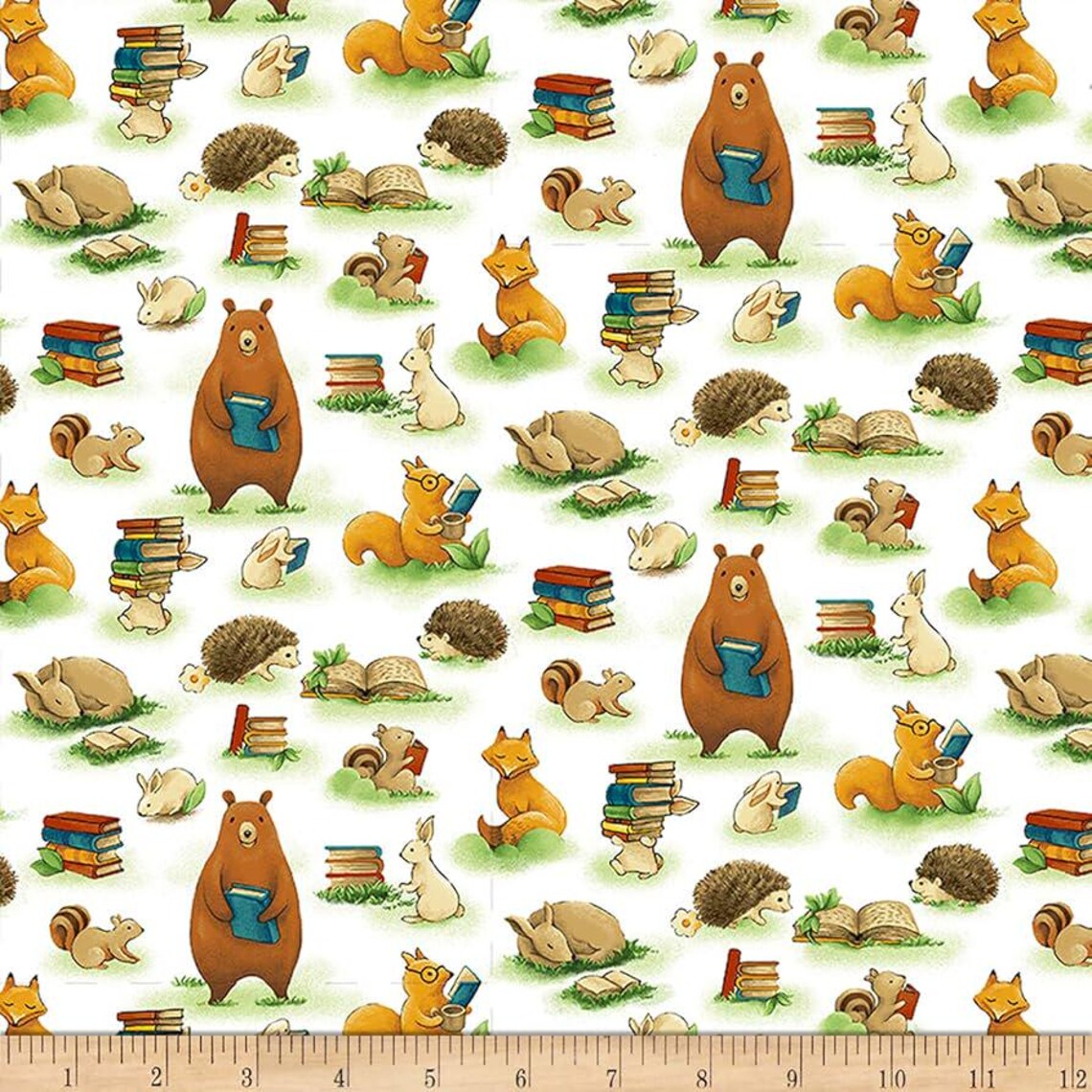 Forest Fables Fabric by Paintbrush Studios - Woodland Animals & Books ...