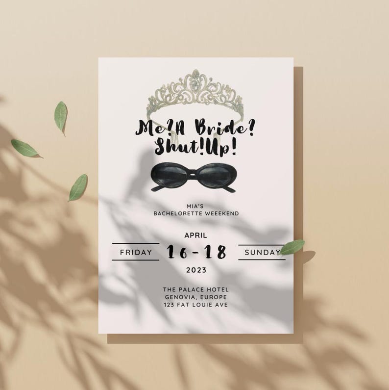 Editable Princess Diaries Bachelorette / Bridal Shower Invitation ...