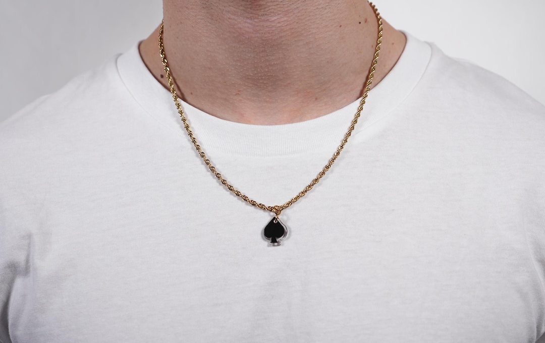 Gold Rope Chain With Spade for Men, Poker Spade Chain, Poker Spade ...