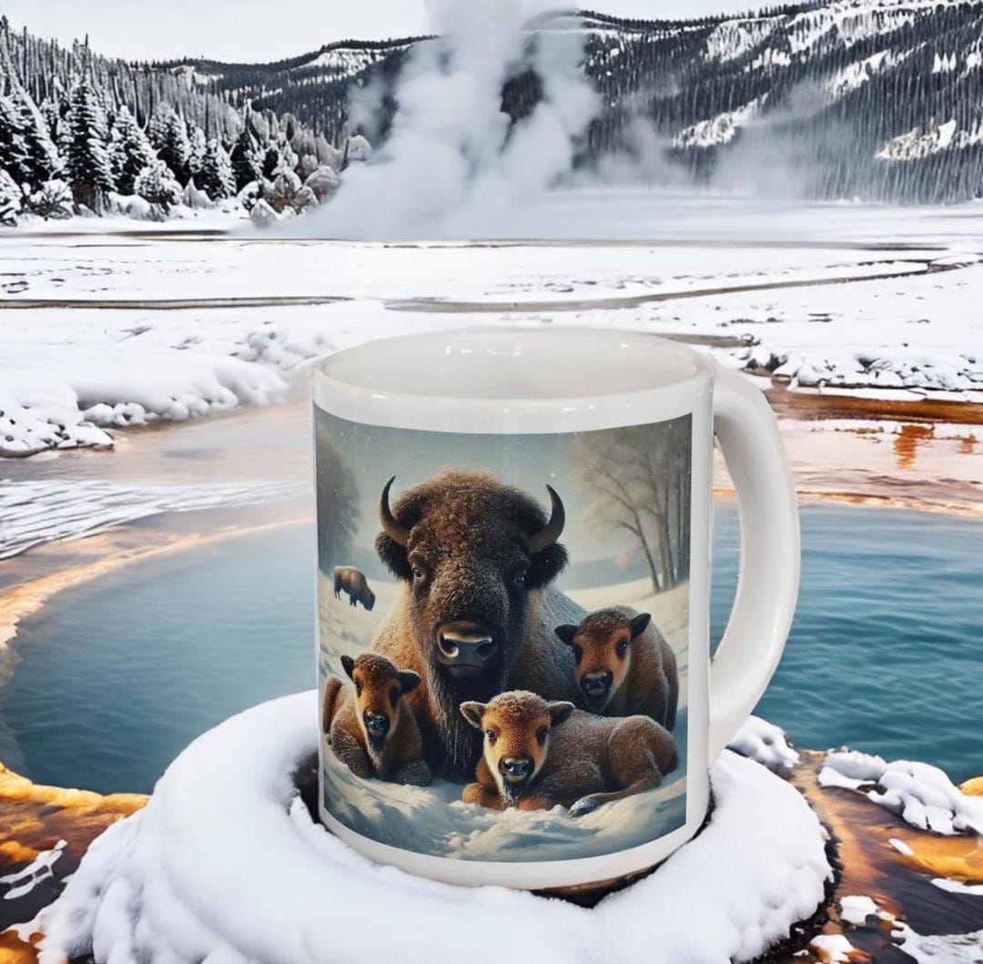 Bison Family and the Beauty of Nature Coffee Mug 11oz, 15oz - Etsy