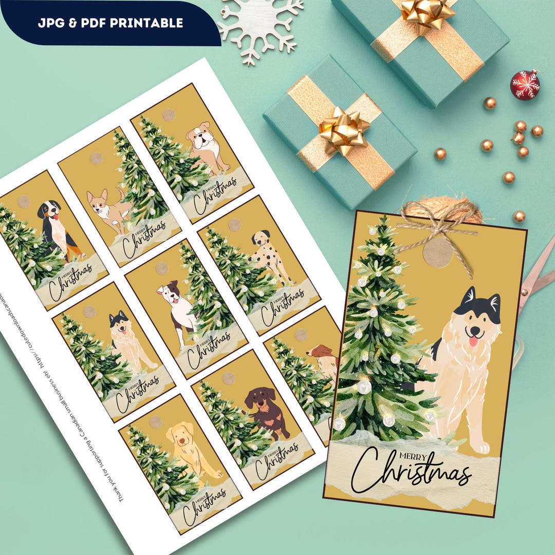 Sneaky Dogs Christmas Gift Tags | DIY Printable - Etsy