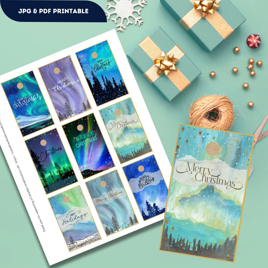 Northern Lights Christmas Gift Tags | DIY Printable - Etsy