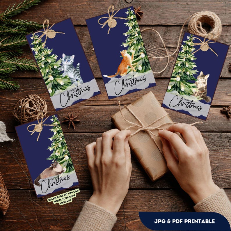 Sneaky Cats Christmas Gift Tags | DIY Printable - Etsy