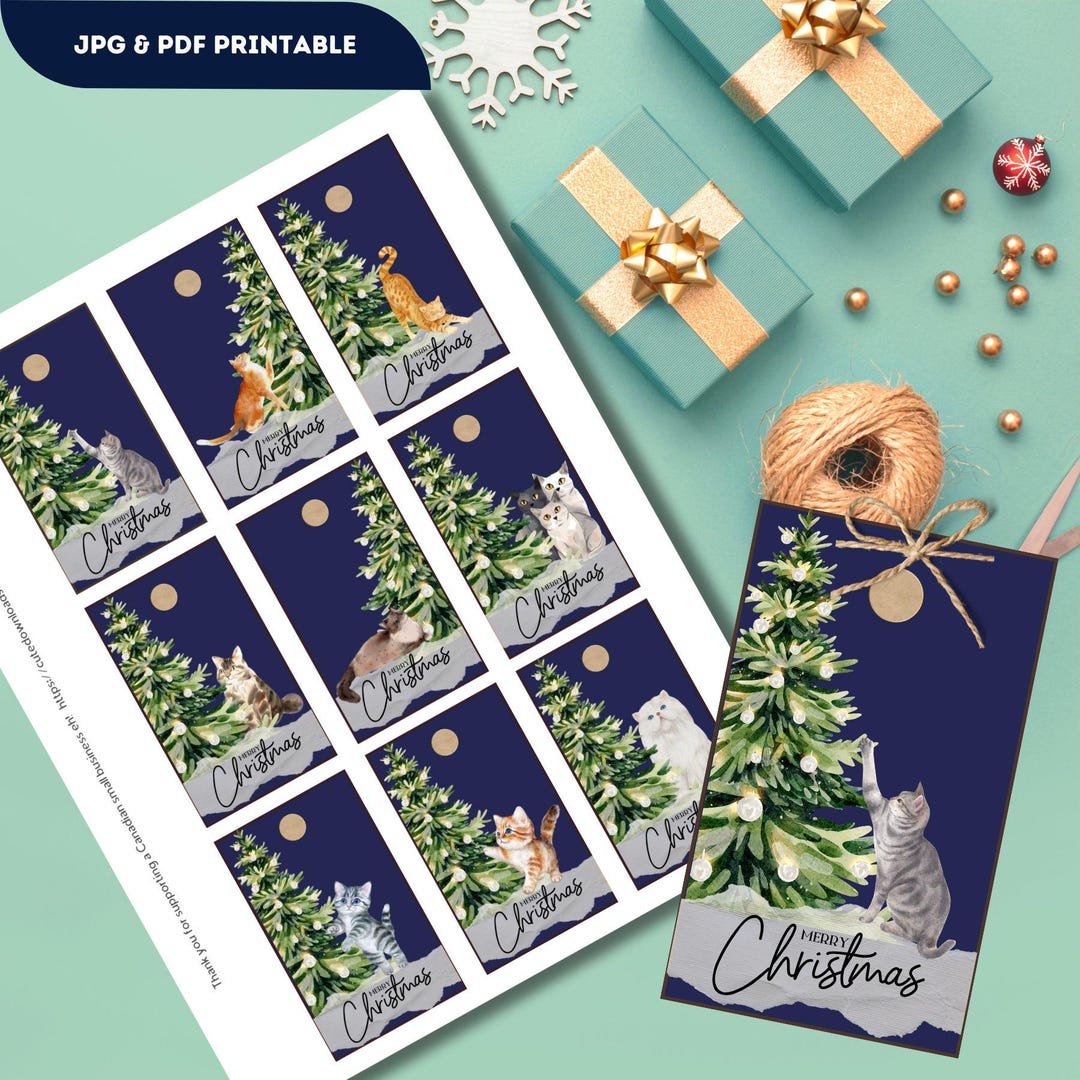 Sneaky Cats Christmas Gift Tags | DIY Printable - Etsy