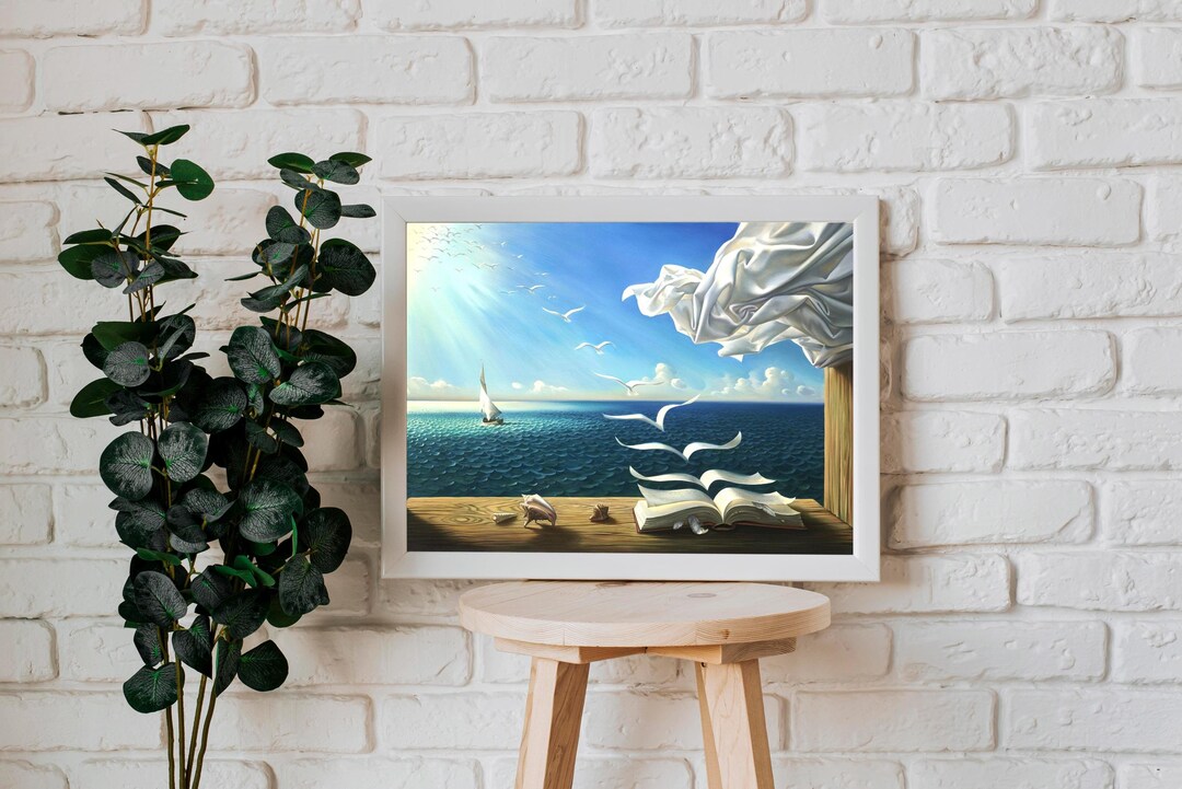 Salvador Dali - Book to Birds, Reproduction Canvas Home Decor, Dali ...