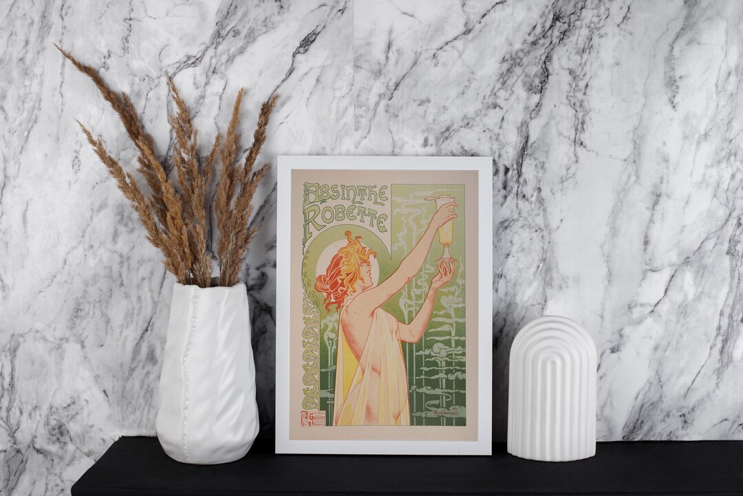 Absinthe Robette Vintage Art Print, Alphonse Mucha Art Nouveau French ...
