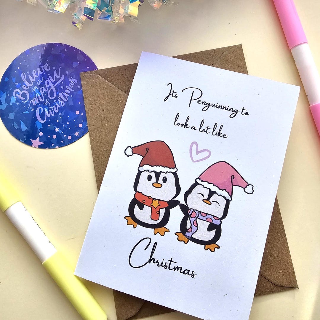 Cute Penguin Pun Christmas Card - Etsy UK