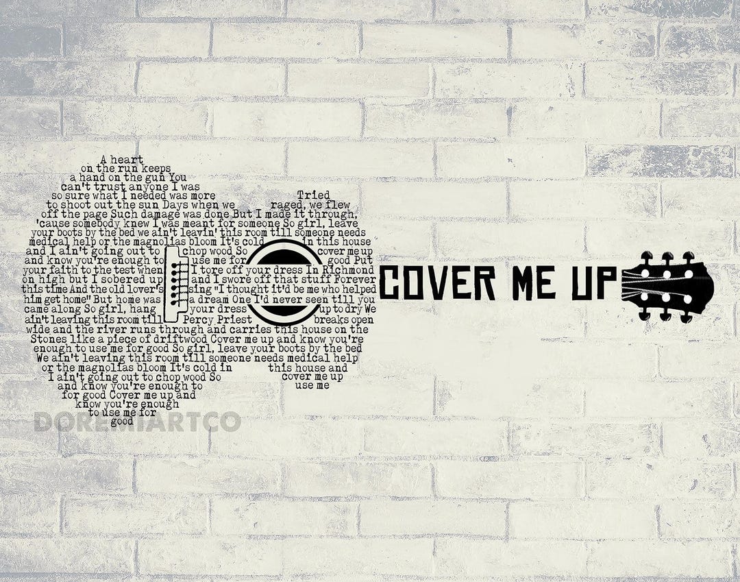 Guitar Shaped Lyrics-cover Me Up-jpg-instant Download-digital Item-your ...