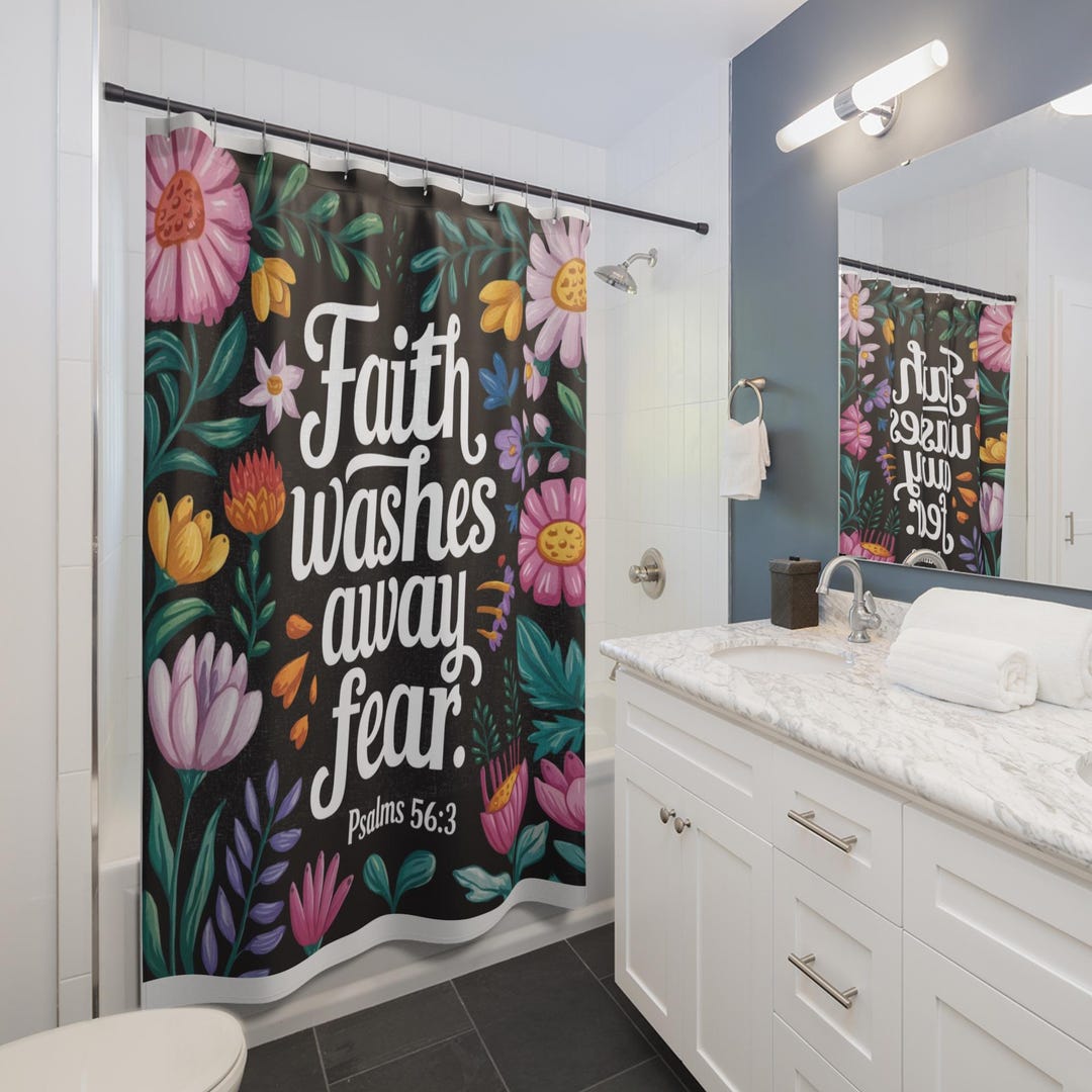 Spiritual Shower Curtain Faith Washes Away Fear. - Etsy