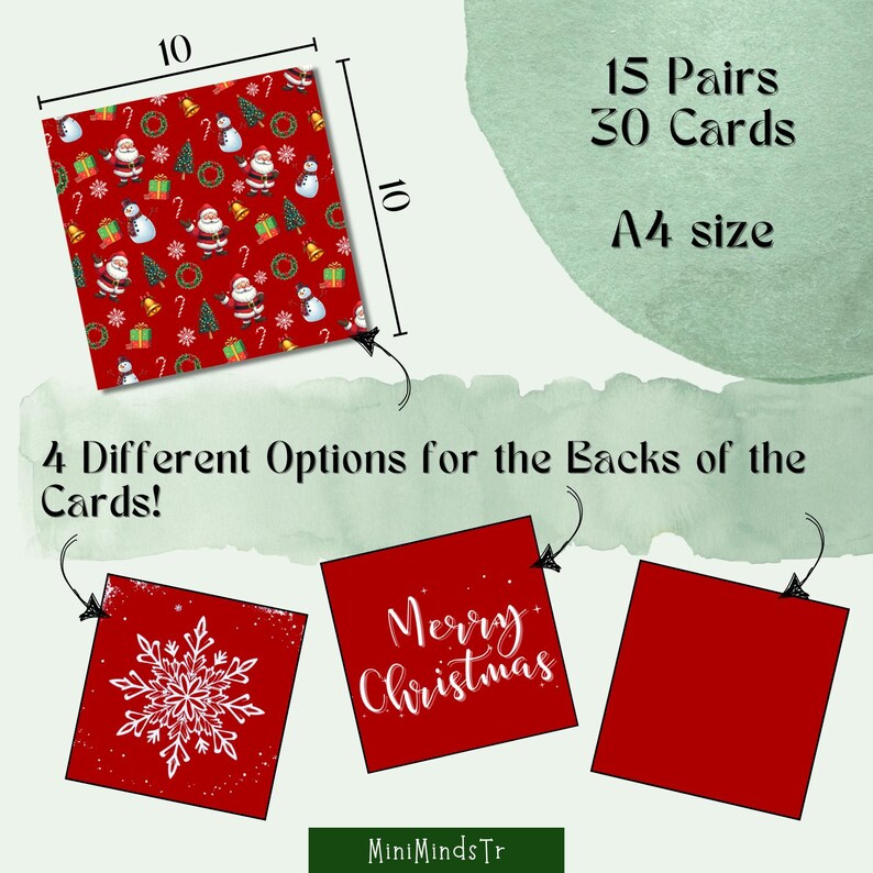 Christmas Memory Cards Printable Holiday Match Game for Kids, Festive ...