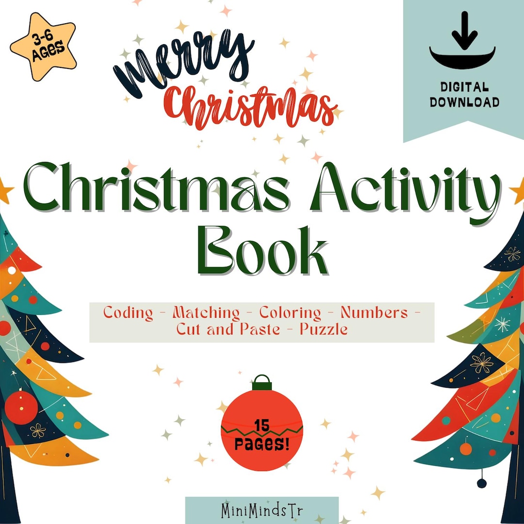 Printable Christmas Activity Book With 15 Pages A Fun Christmas ...
