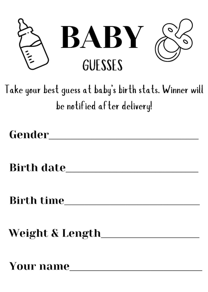 Baby Guessing Game Printable Cards - Etsy