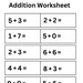 Addition Worksheets, 5 Printable Sheets for Kindergarten-1st Grade-2nd ...