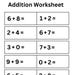 Addition Worksheets, 5 Printable Sheets for Kindergarten-1st Grade-2nd ...
