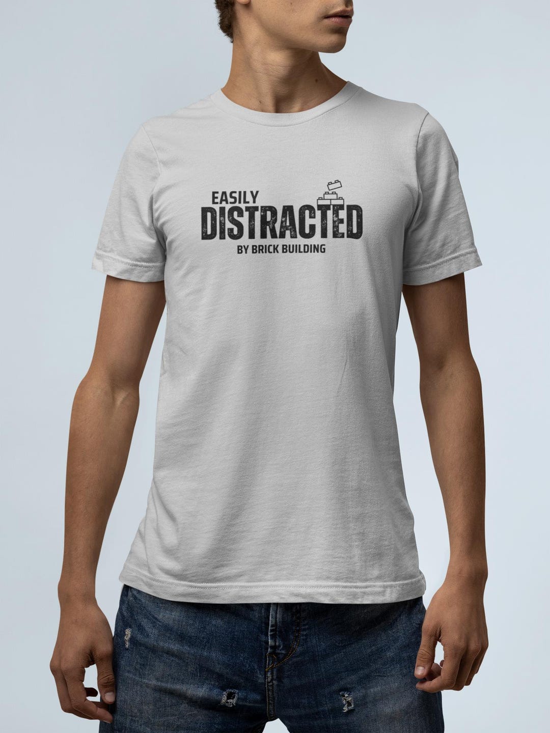 Easily Distracted by Brick Building Shirt, Funny Building Block Tee ...