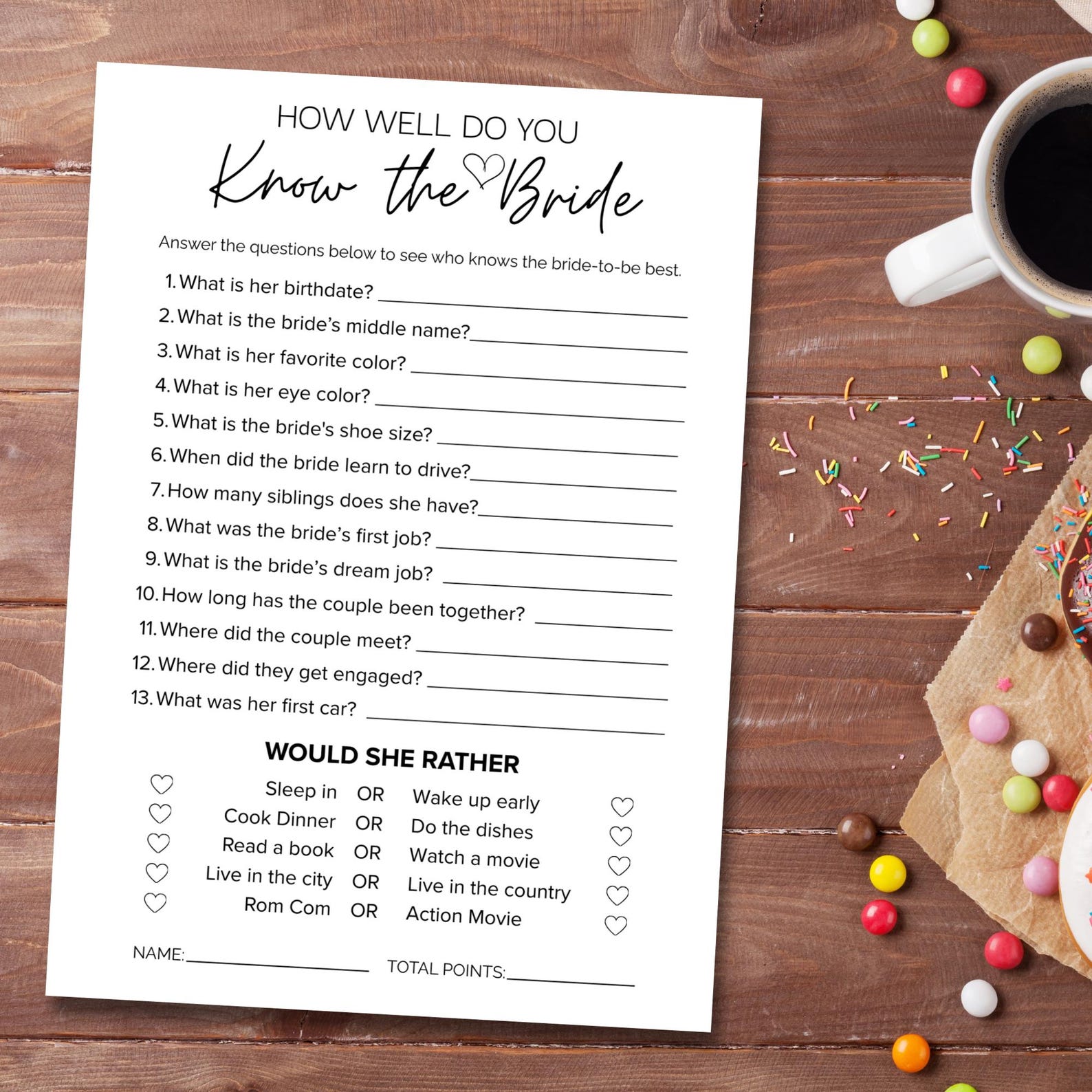 How Well Do You Know the Bride Game Bridal Shower Trivia Games Who ...