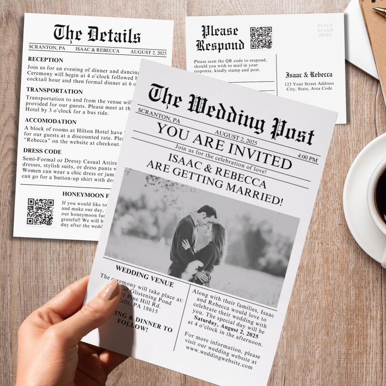 Newspaper Wedding Invitation Template Unique Wedding Newspaper ...