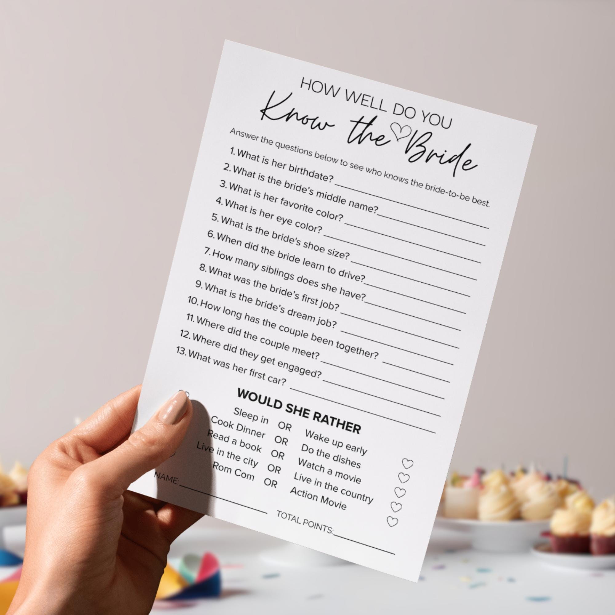How Well Do You Know the Bride Game Bridal Shower Trivia Games Who ...