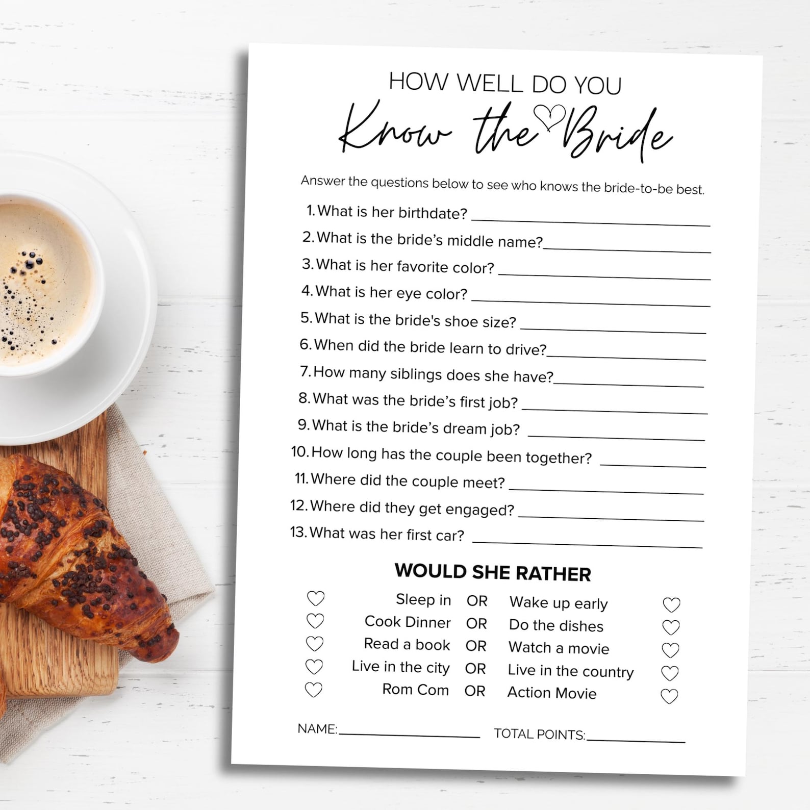 How Well Do You Know the Bride Game Bridal Shower Trivia Games Who ...