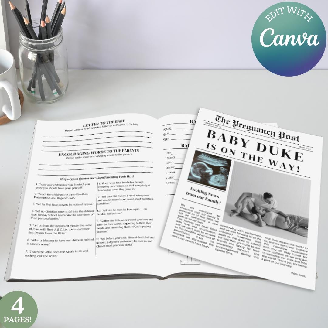 Baby Newspaper Announcement Large Newspaper Pregnancy Announcement ...