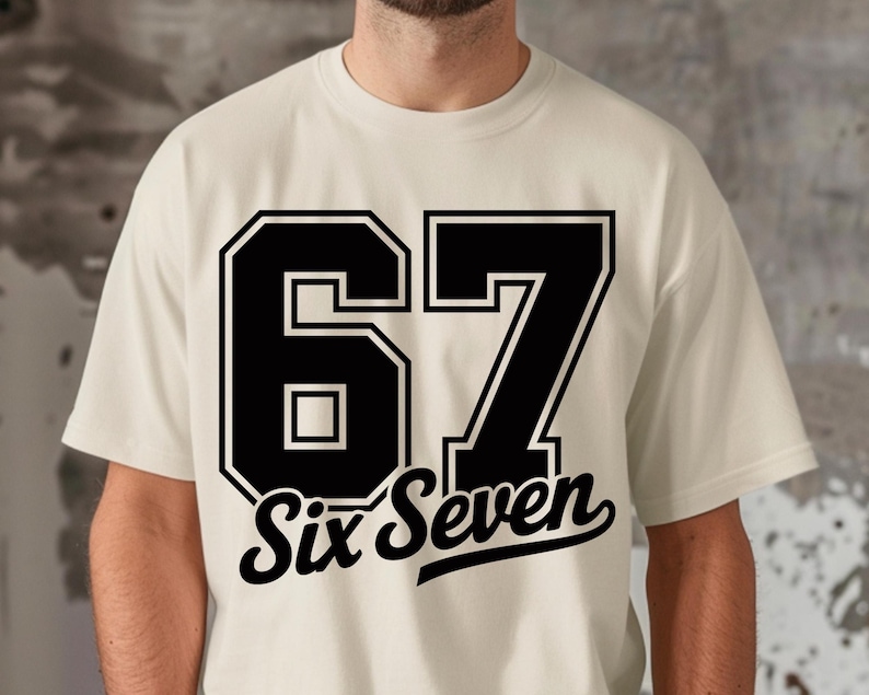 Six Seven PNG SVG Varsity Design Funny 6 7 Meme, Retro Sport Team ...